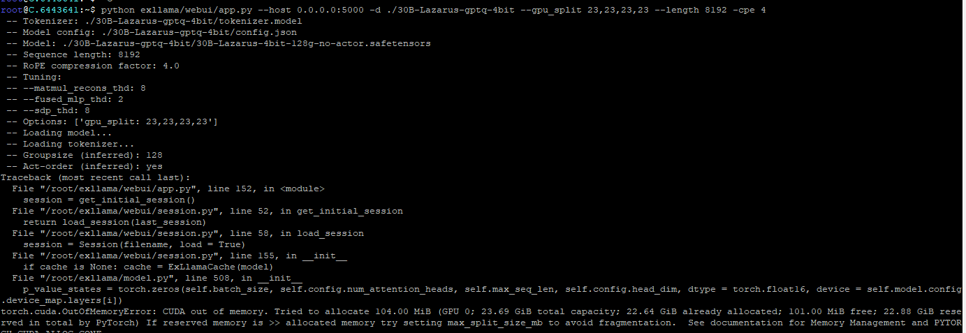 OOM even with multiple GPUs (4x 3090 @ 24GB) · Issue #98 · turboderp/exllama · GitHub