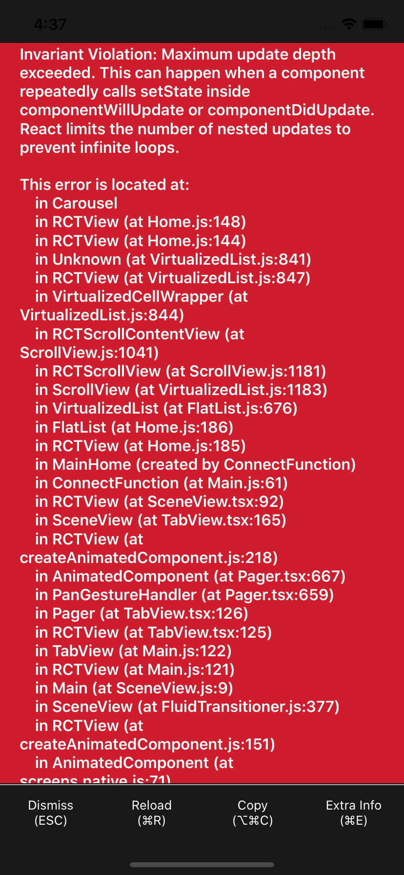 Maximum Update Depth Exceeded · Issue 586 · Meliorencereact Native