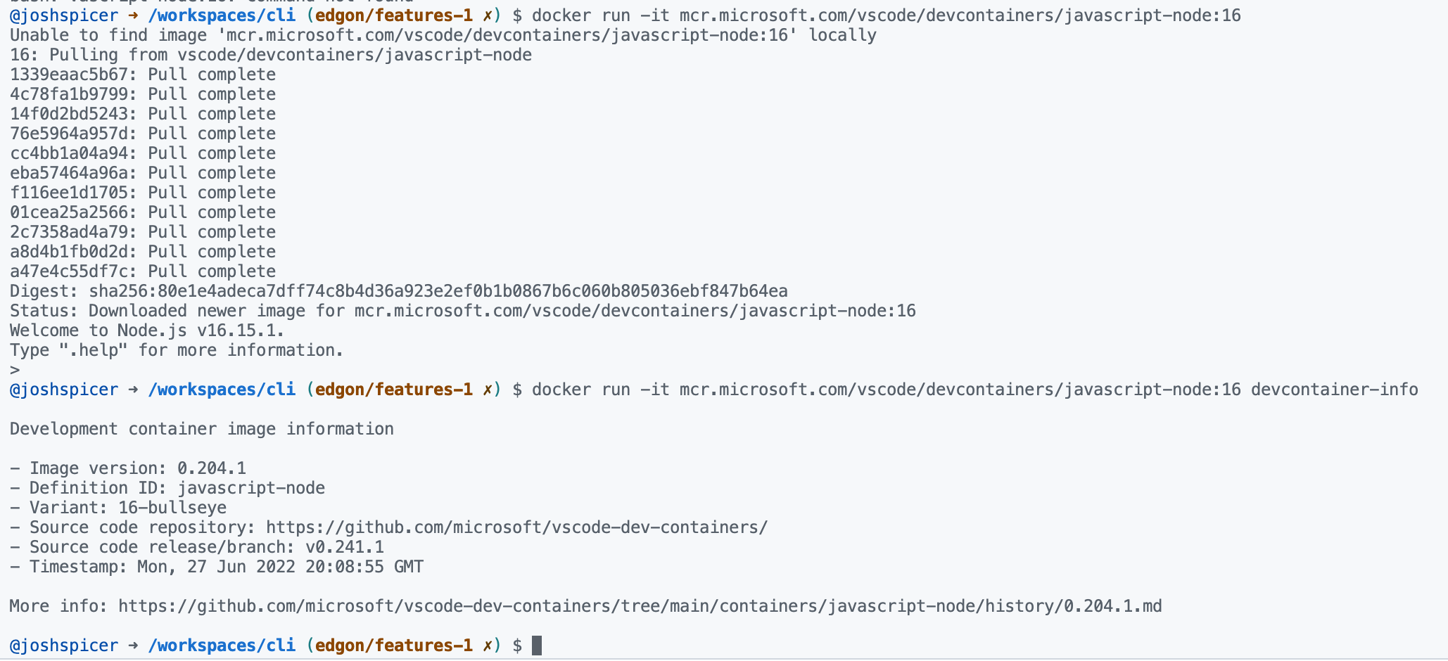 Upgrade devcontainer javascript-node:0-16 from node v16.14.2 to v16.15.1 (lts) · Issue #1510 ...