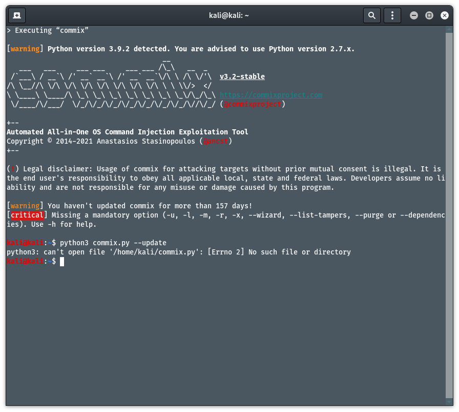 Unable to use commix ? · Issue #672 · commixproject/commix · GitHub