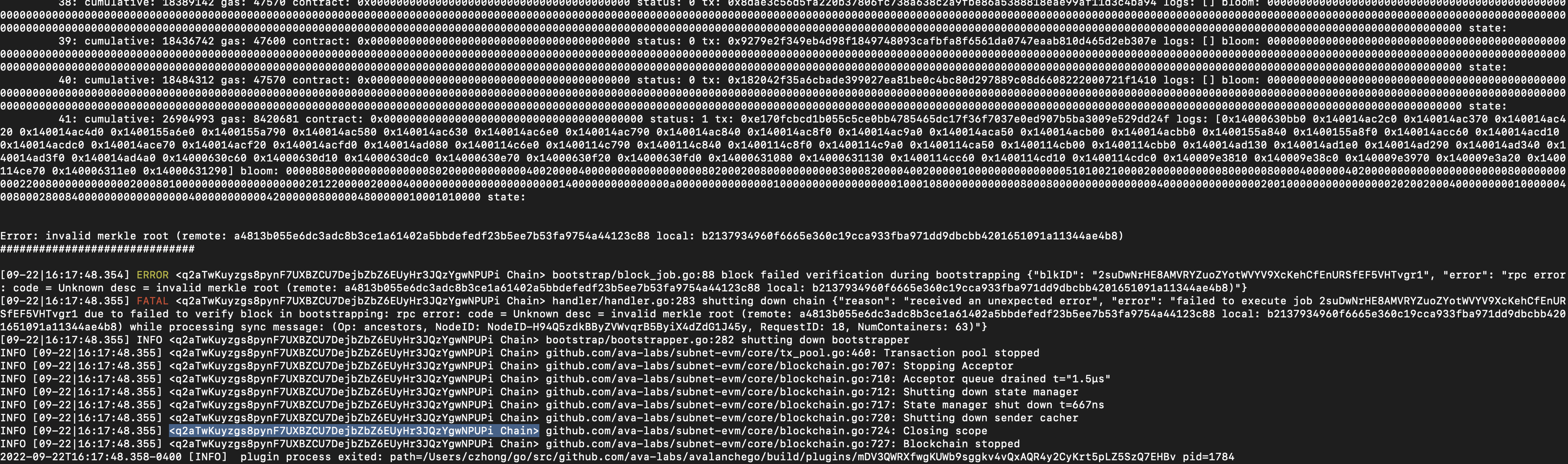 subnet invalid merkle root · Issue #1147 · ava-labs/avalanchego · GitHub