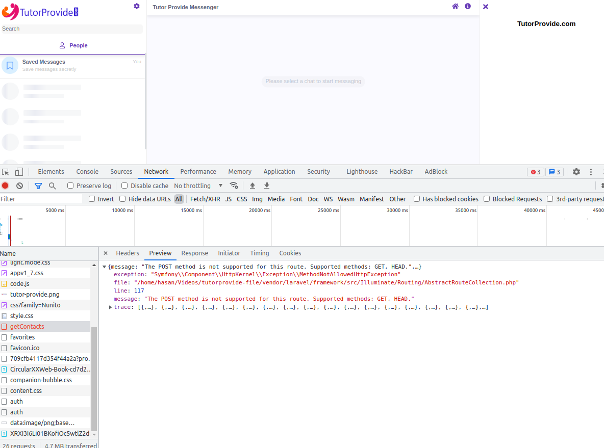 The user chat is not showing · Issue #161 · munafio/chatify · GitHub
