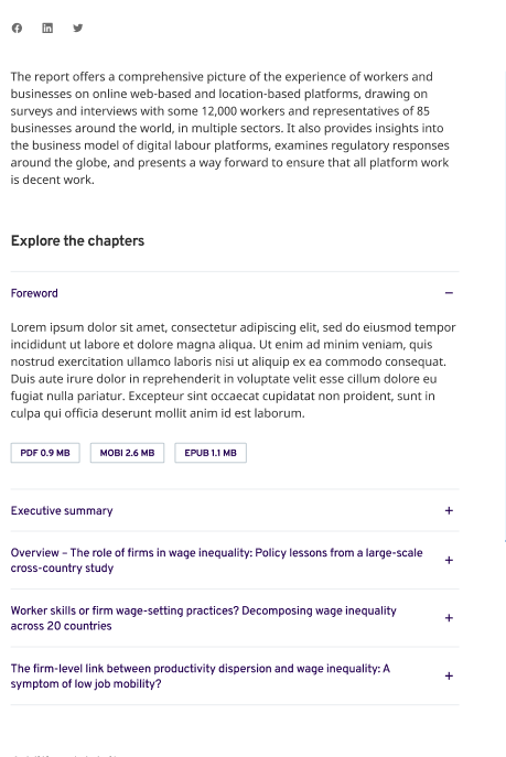 Publication template: accordion list of components should feature ...