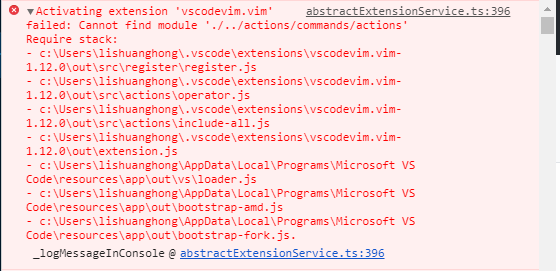 vim extentions does not work, "Cannot find module './../actions/commands/actions'" · Issue #4343 ...