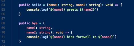 Coloration of types on arrow functions not working properly within a ...
