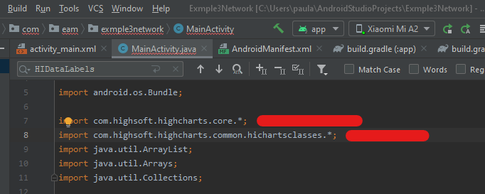 incompatible types: HIDataLabels cannot be converted to ArrayList ...