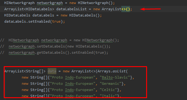 incompatible types: HIDataLabels cannot be converted to ArrayList ...
