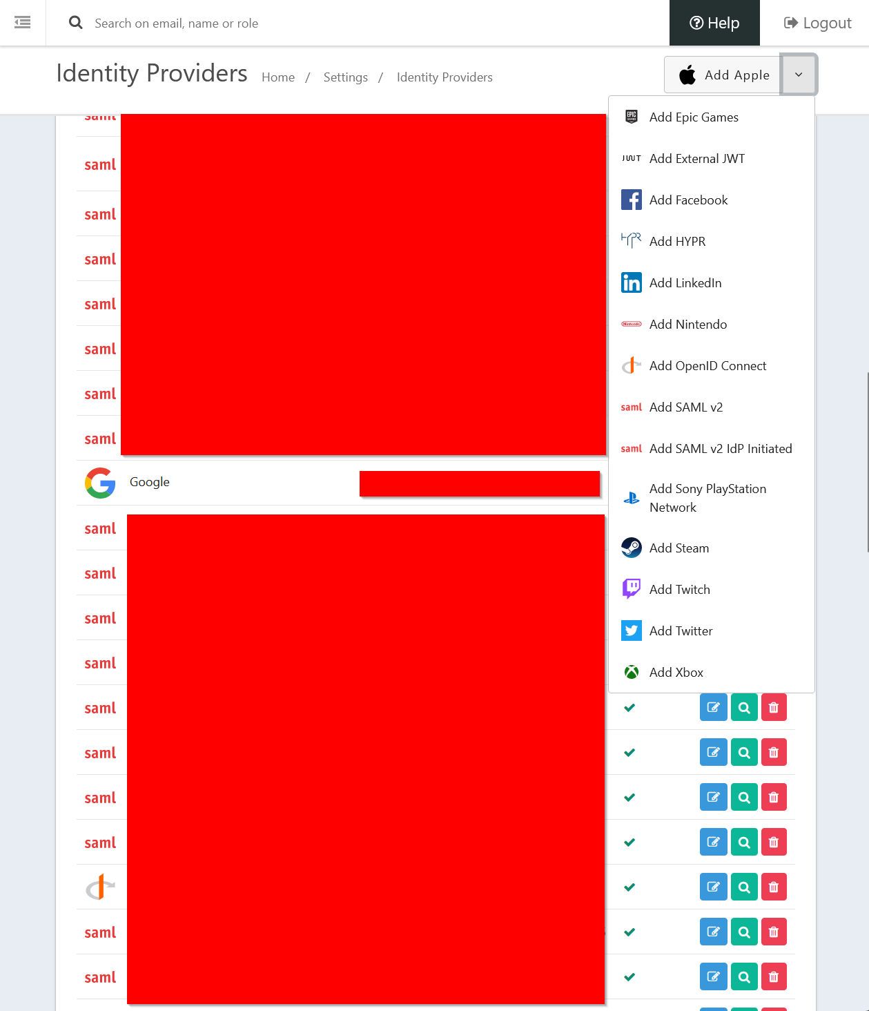 "Add Google" option is available in Settings > Identity Providers when ...