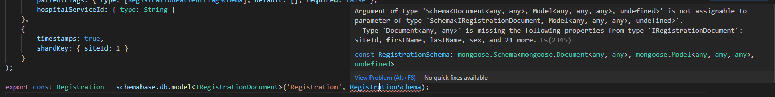 Typescript error: 'Type instantiation is excessively deep and possibly infinite' for ...