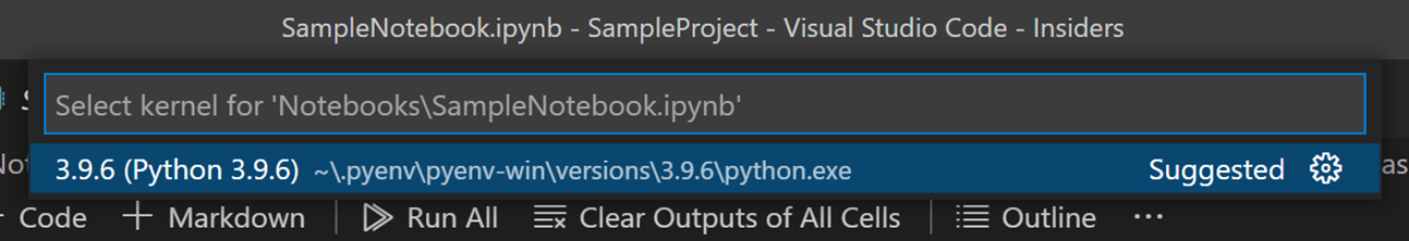 Virtual environment created from CLI not available for selection ...