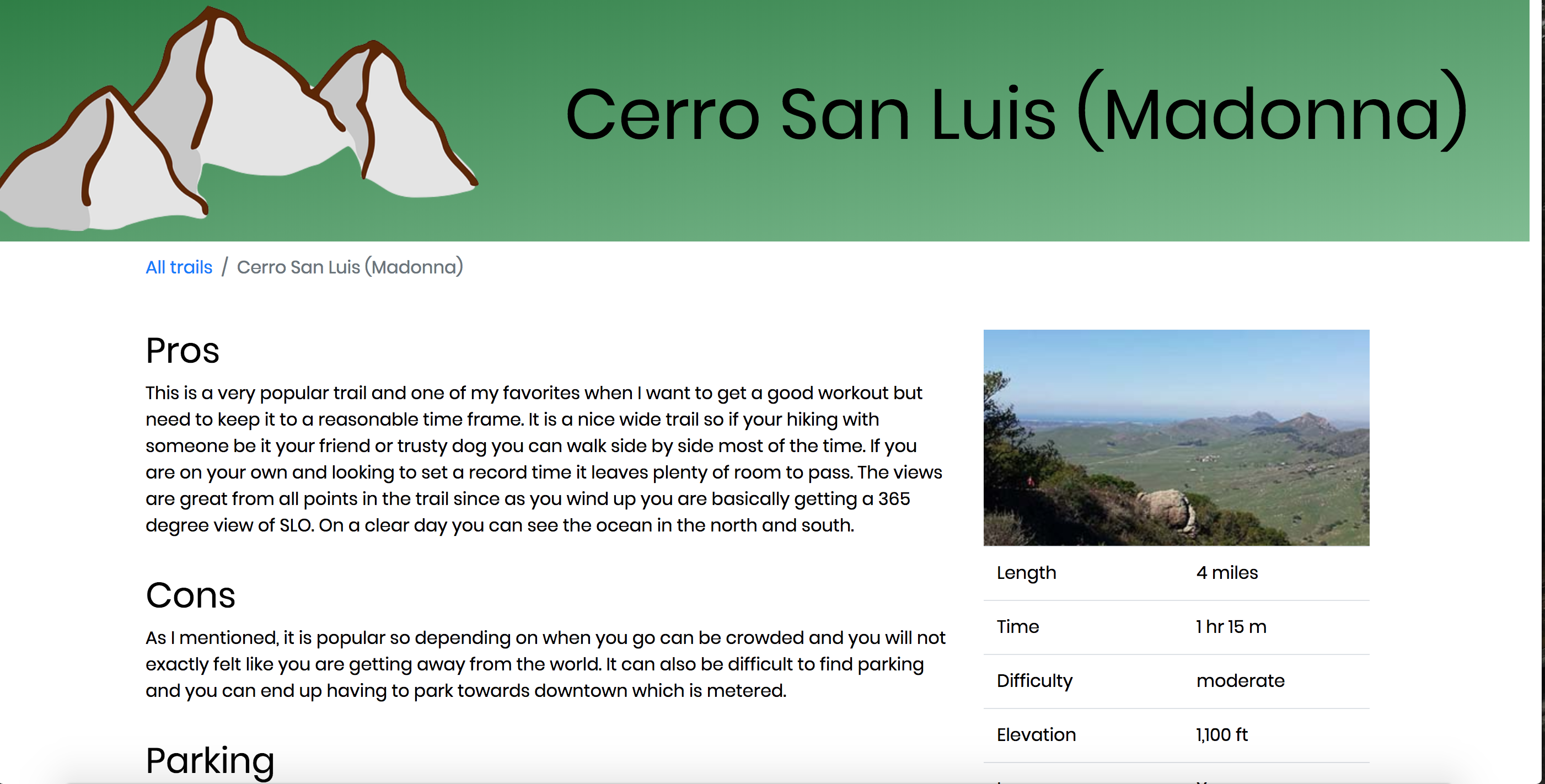 GitHub - estenman/slo-hiker: AngularJS application for hiking trail information