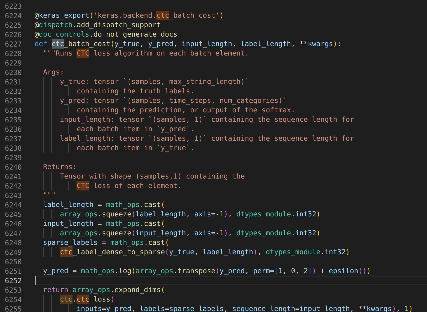 Pass Keyword Arguments In Keras Ctc To Tensorflow Ctc Function · Issue 3818