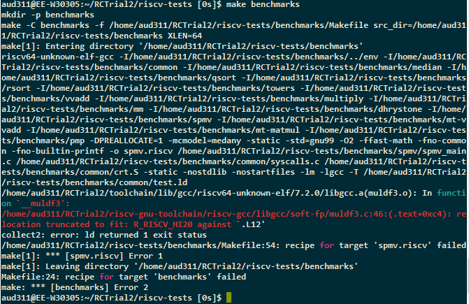 Error Compiling Benchmarks · Issue 143 · Riscv Software Srcriscv Tests · Github