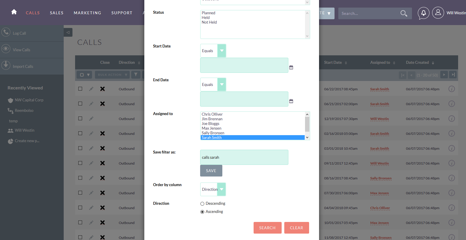 own saved filters under calls is missing - only Suite P · Issue #3784 ...