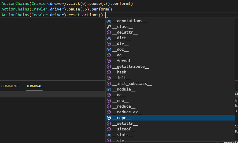 Autocomplete stops auto-completing functions when chained · Issue #1695 · microsoft/pylance ...