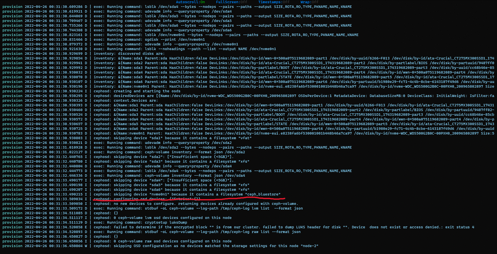 rook-ceph-osd-prepare fails with bluestore(/var/lib/ceph/osd/ceph-1/) _read_fsid unparsable uuid ...