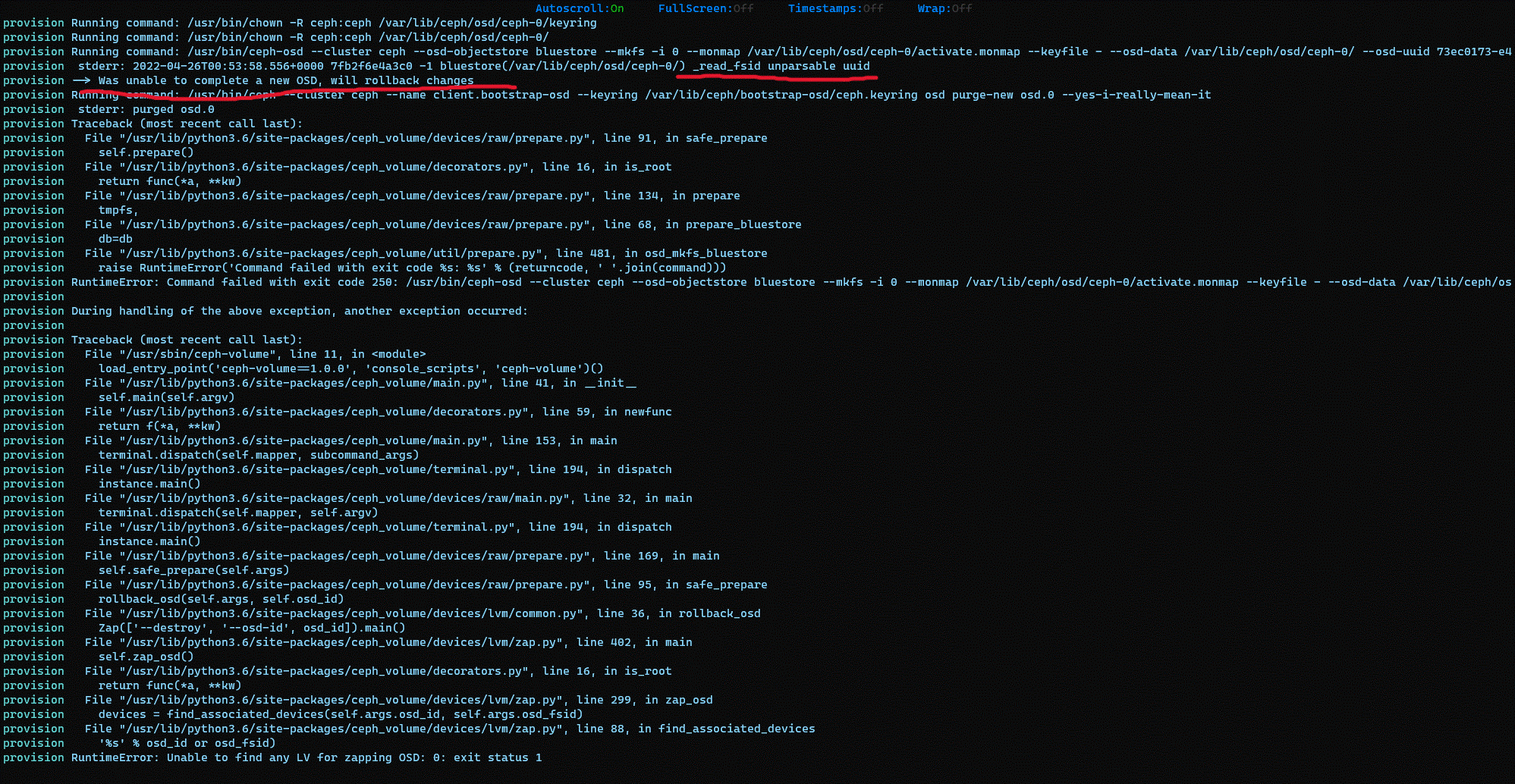rook-ceph-osd-prepare fails with bluestore(/var/lib/ceph/osd/ceph-1 ...