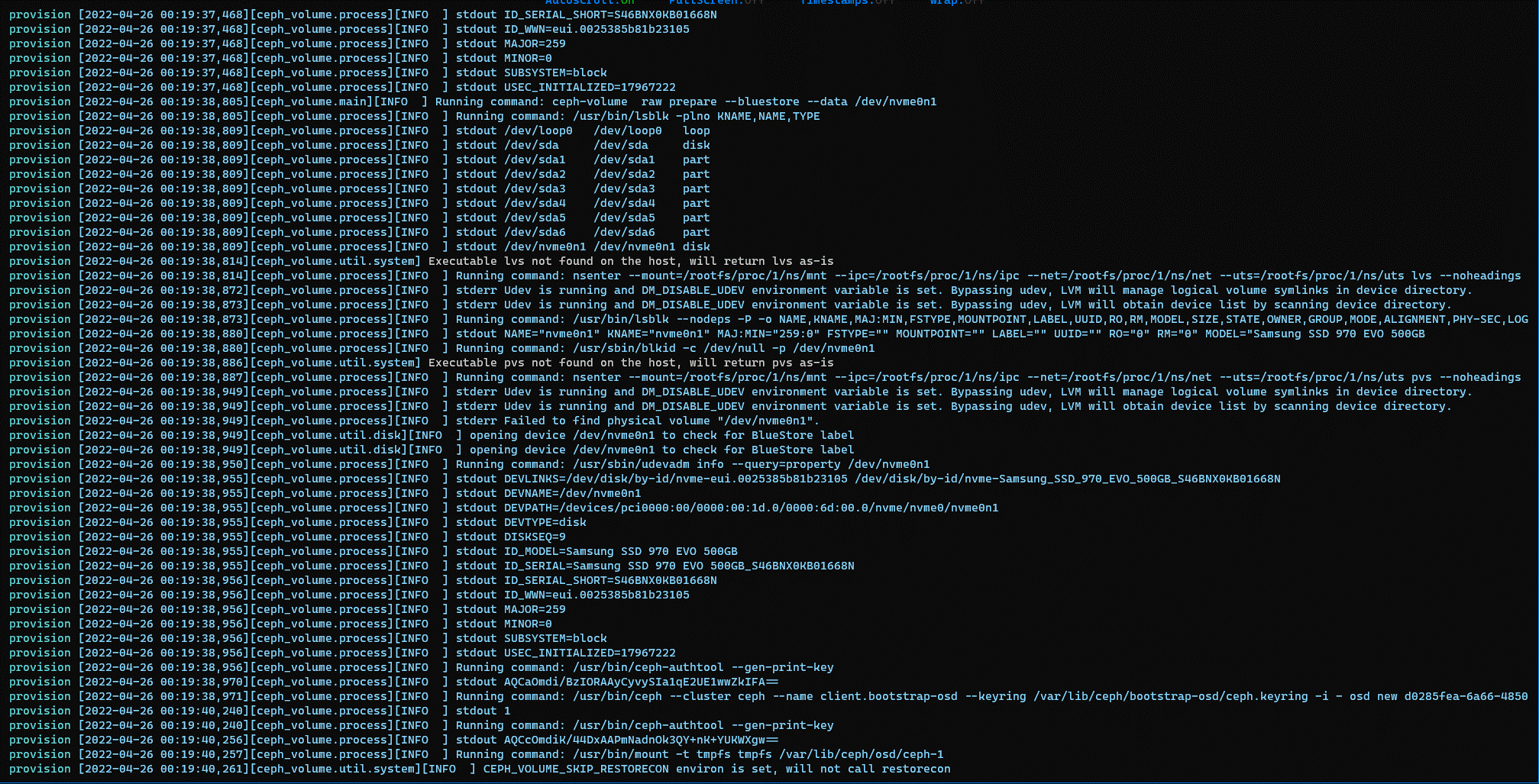 rook-ceph-osd-prepare fails with bluestore(/var/lib/ceph/osd/ceph-1 ...