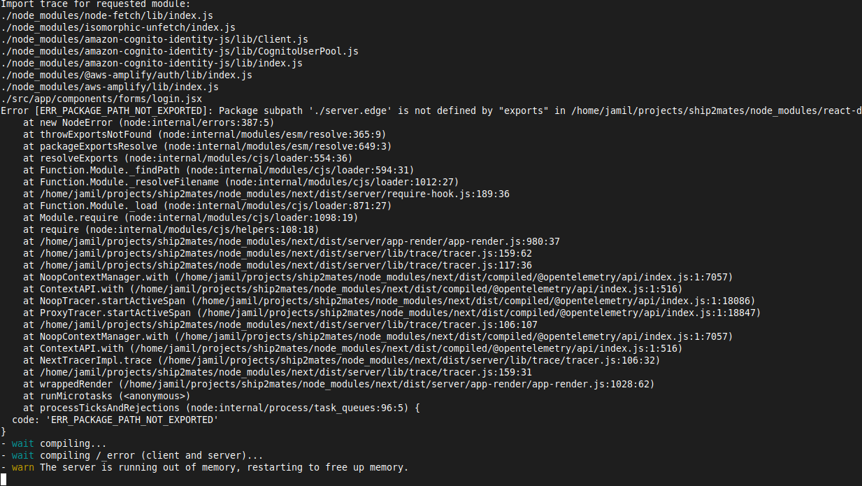 appDir + RSC: "The server is running out of memory, restarting to free up memory" · Issue #46756 ...
