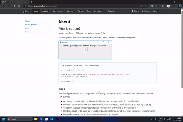 a issue on https://lawsie.github.io/guizero/about/ · Issue #473 · lawsie/guizero · GitHub