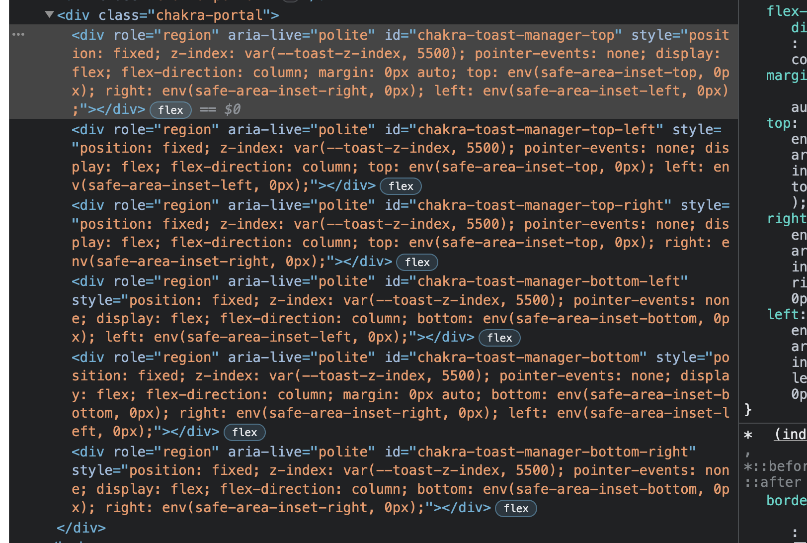 a11y issue: toast-manager elements injected - The element with "region ...