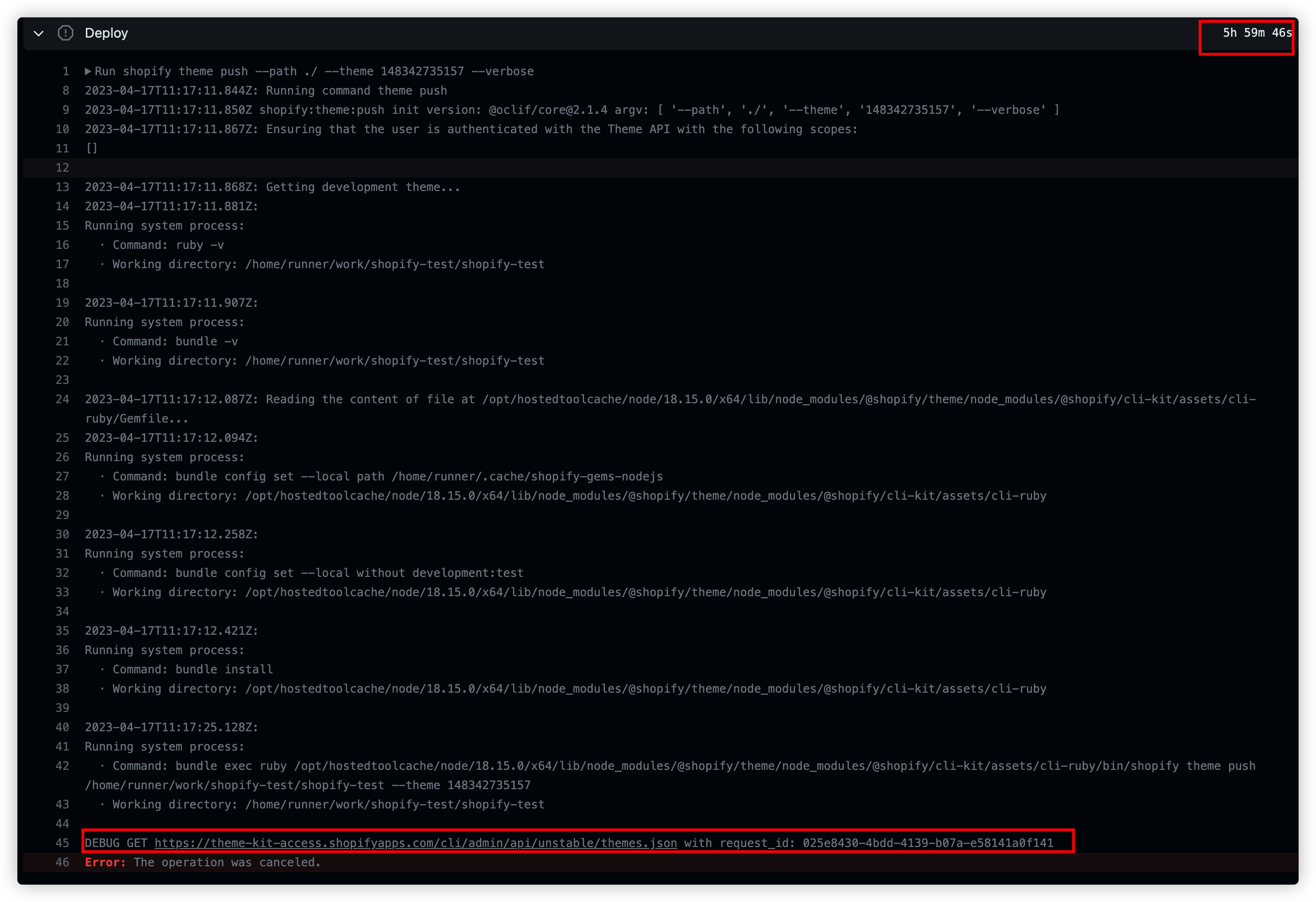 Bug Use Github Workflow Shopify Theme Push Alaways Timeout · Issue 1831 · Shopifycli · Github 9018