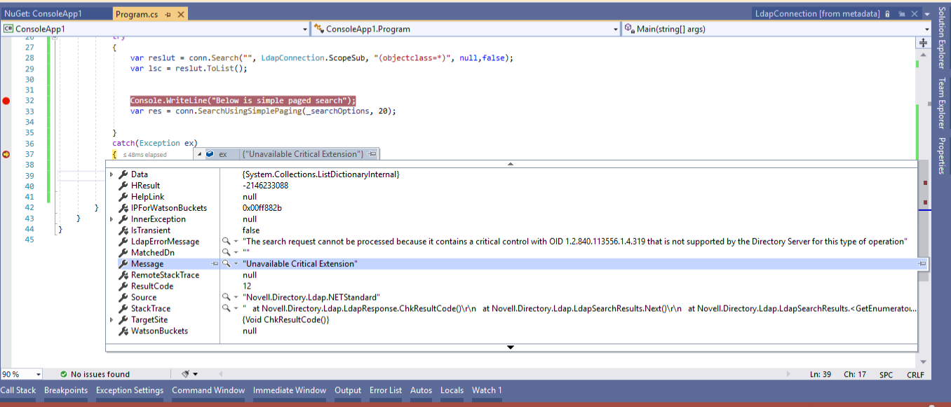 Getting Unavailable Critical Extension ERROR · Issue #160 · dsbenghe/Novell.Directory.Ldap ...