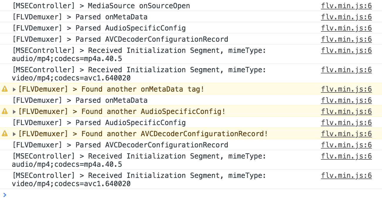 播放直播流，提示[FLVDemuxer] > Found another onMetaData tag! · Issue #378 · bilibili/flv.js · GitHub