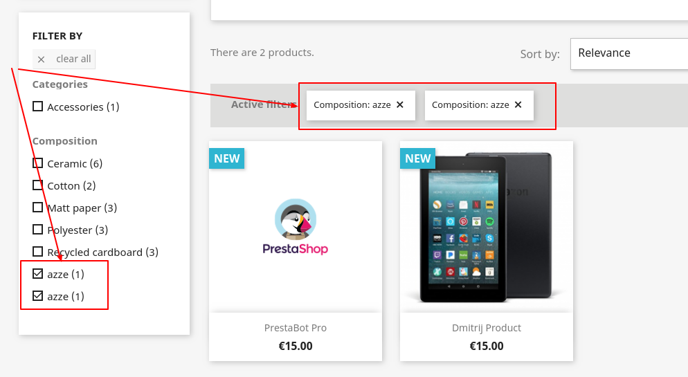Faceted search: Add a toogle allowing to enable / disable the display of Features' customized ...