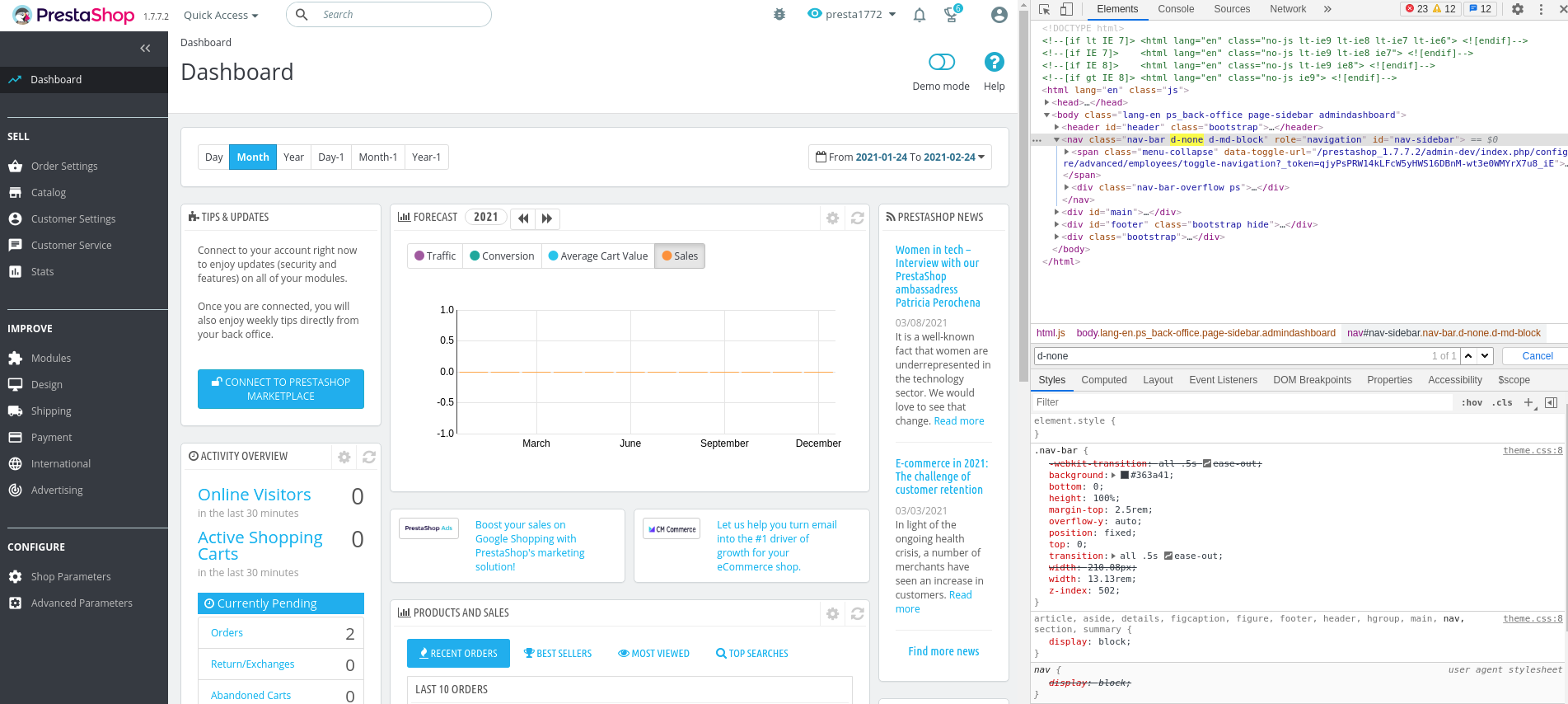 [BO] - Navbar menu - missing css · Issue #23576 · PrestaShop/PrestaShop · GitHub