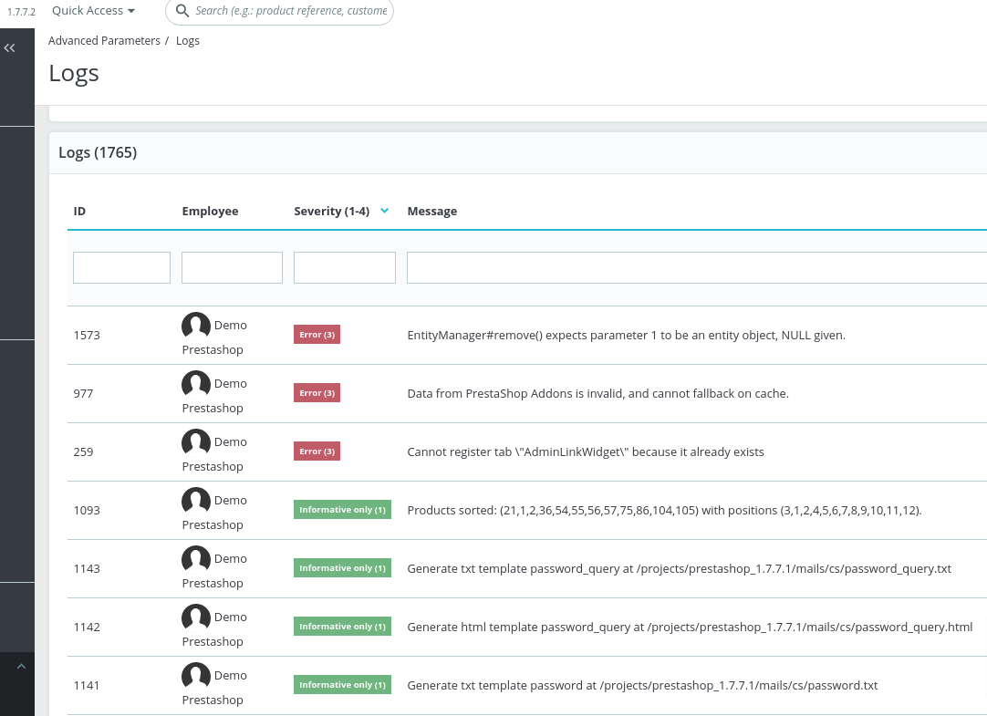 Uncaught Exception: Variable "severity Message" does not exist · Issue #23588 · PrestaShop ...