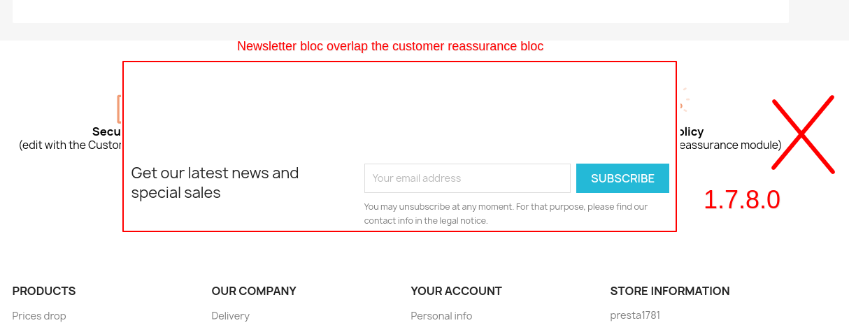 Customer reassurance module doesn't show before footer in front-office ...
