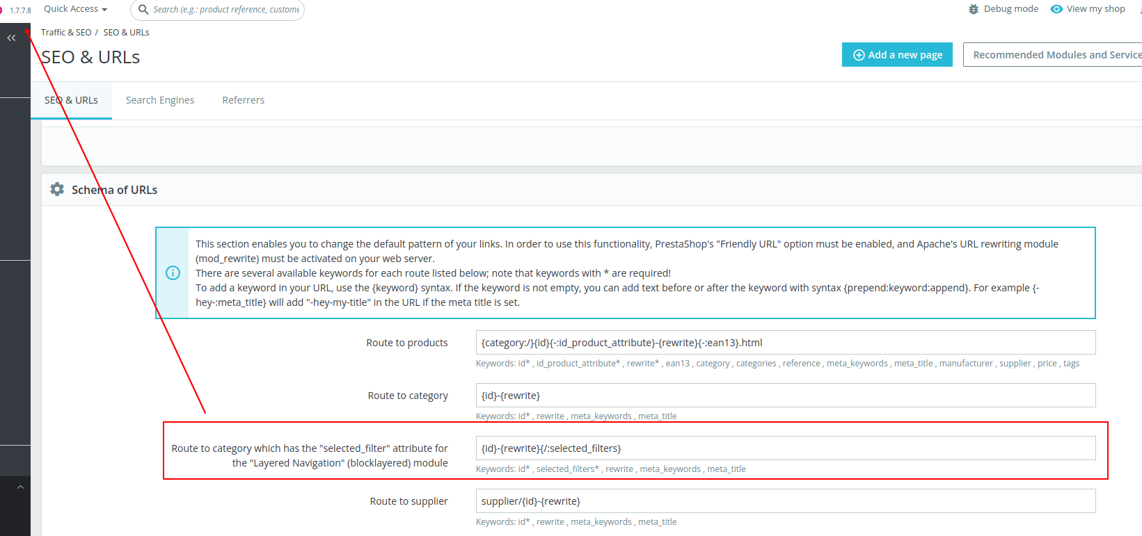 The FacetedSearch option has been removed from Schema of URLs · Issue #27571 · PrestaShop ...