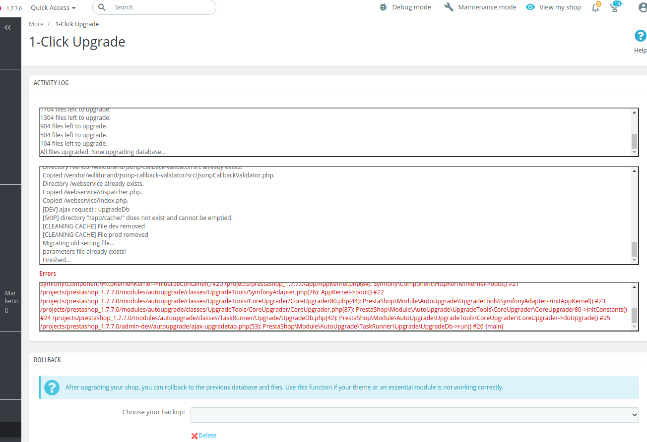 [AutoUpgrade] The shop breaks while upgrading without xml file (from local archive) · Issue ...