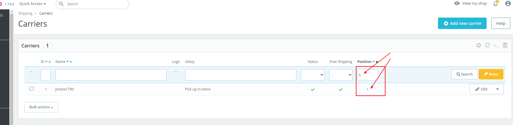BO - Carriers page - Filter by Position of carriers is not working correctly · Issue #32739 ...