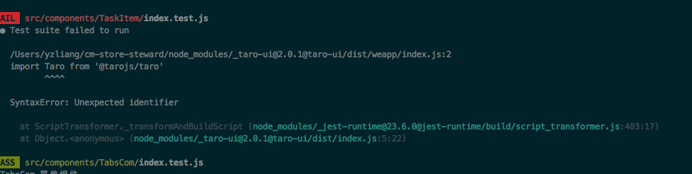 taro-ui导致jest测试组件不通过 · Issue #417 · jd-opensource/taro-ui · GitHub