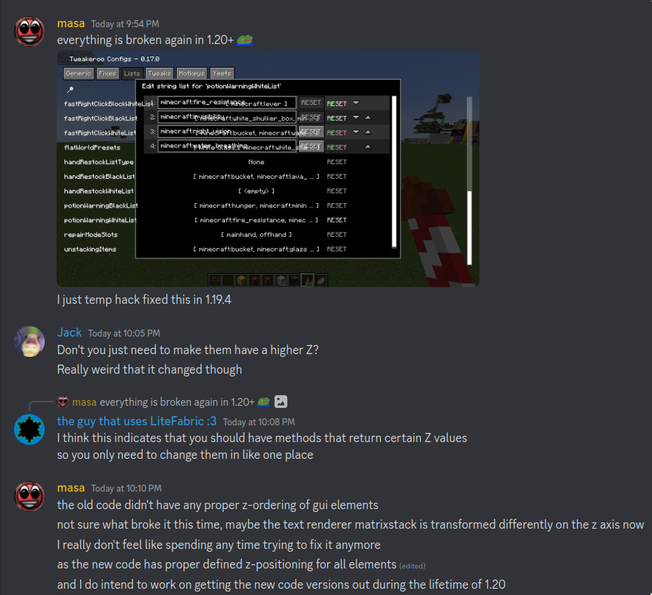 Visual bug when editing a list · Issue #437 · maruohon/tweakeroo · GitHub