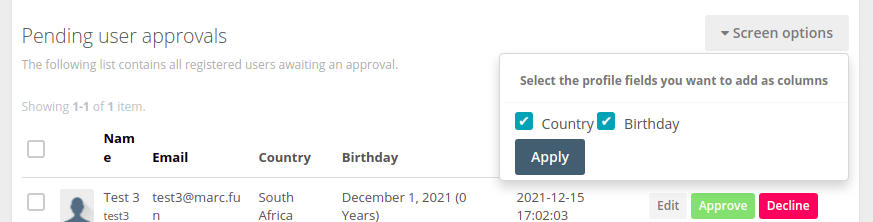 Pending approval page: add grouped actions and custom columns · Issue #5471 · humhub/humhub · GitHub