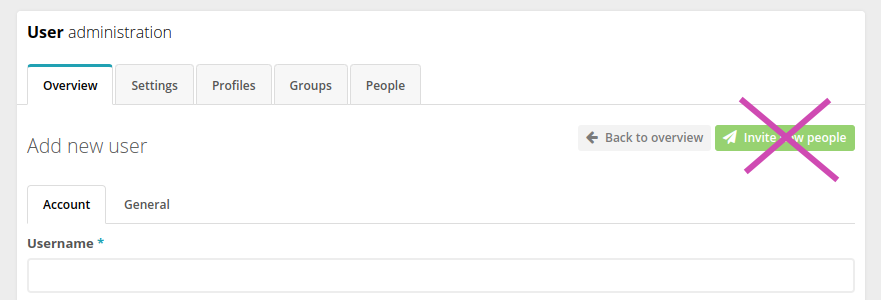 Administrators allowed to manage users cannot invite by email or by link if disabled in the ...