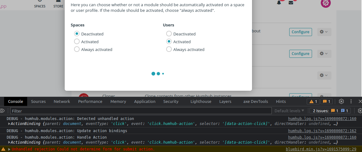 Cannot Save The Set As Default Module Form On Humhub 1 15 0 Beta 1 · Issue 6492 · Humhub