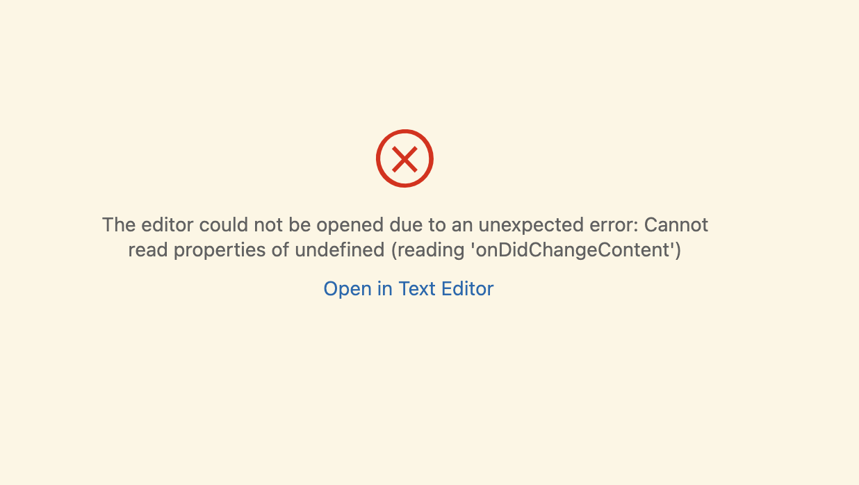 The Editor Could Not Be Opened Due To An Unexpected Error Cannot Read 