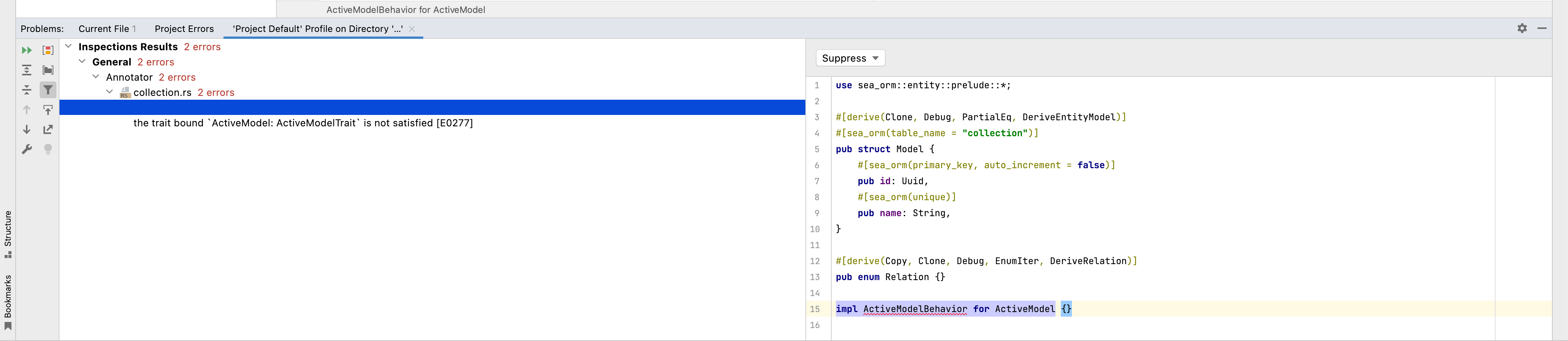 sea-orm ActiveModelBehavior · Issue #8610 · intellij-rust/intellij-rust · GitHub