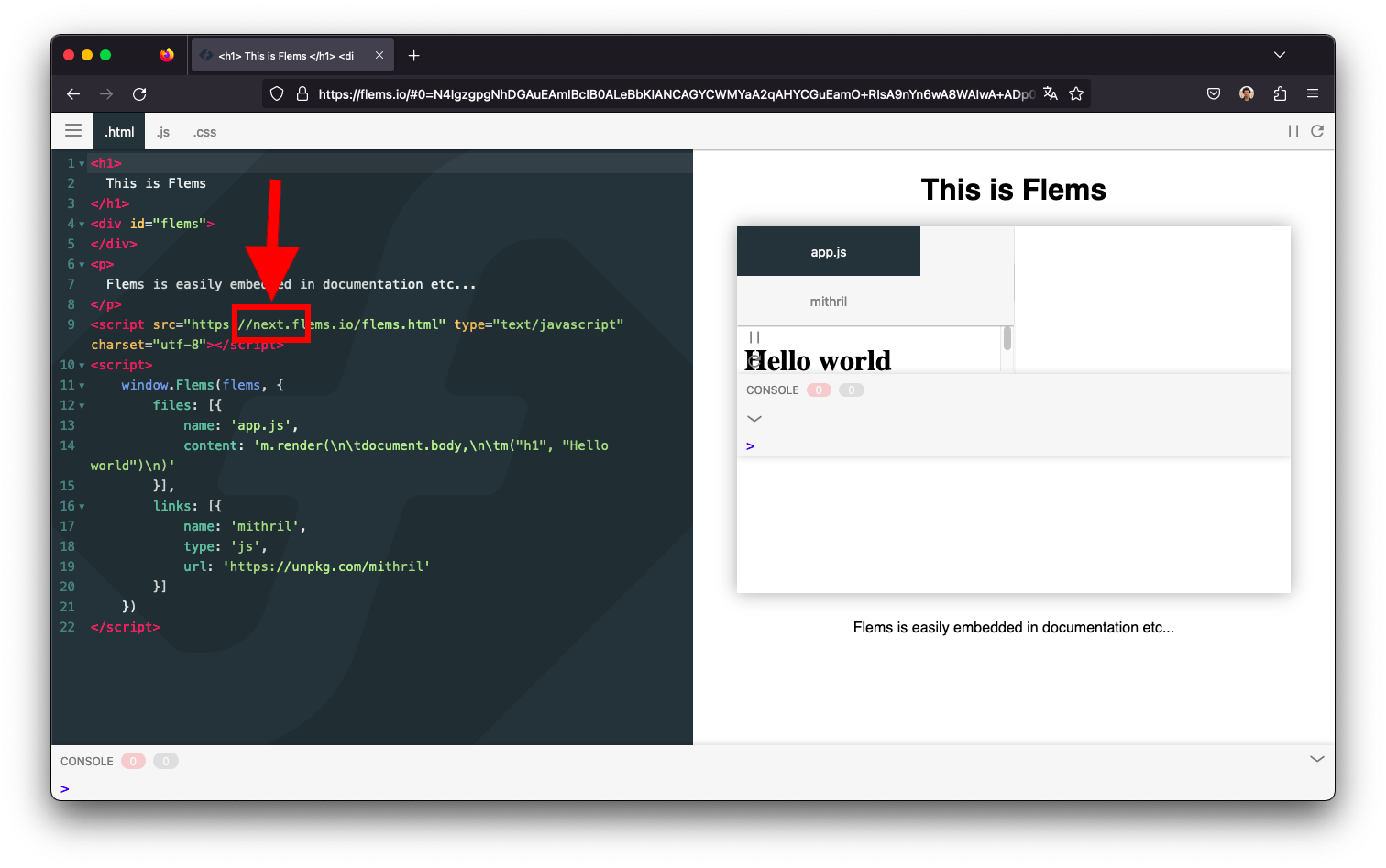 Flems.io of the sample in README - URL points to next.flems.io · Issue ...
