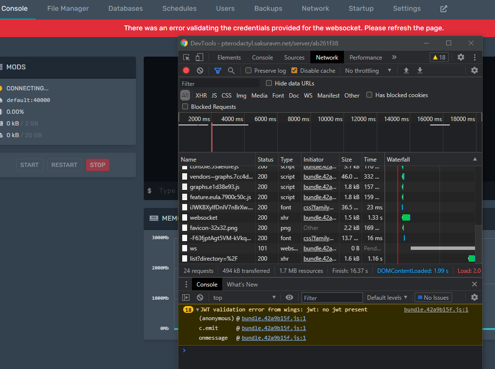 JWT validation error from wings: jwt: no jwt present · Issue #3295 · pterodactyl/panel · GitHub