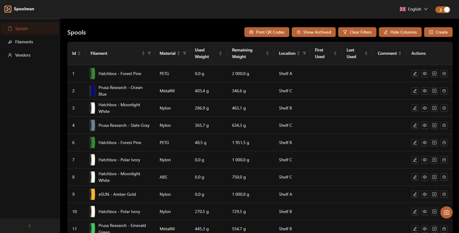 GitHub - Donkie/Spoolman: Keep track of your inventory of 3D-printer ...