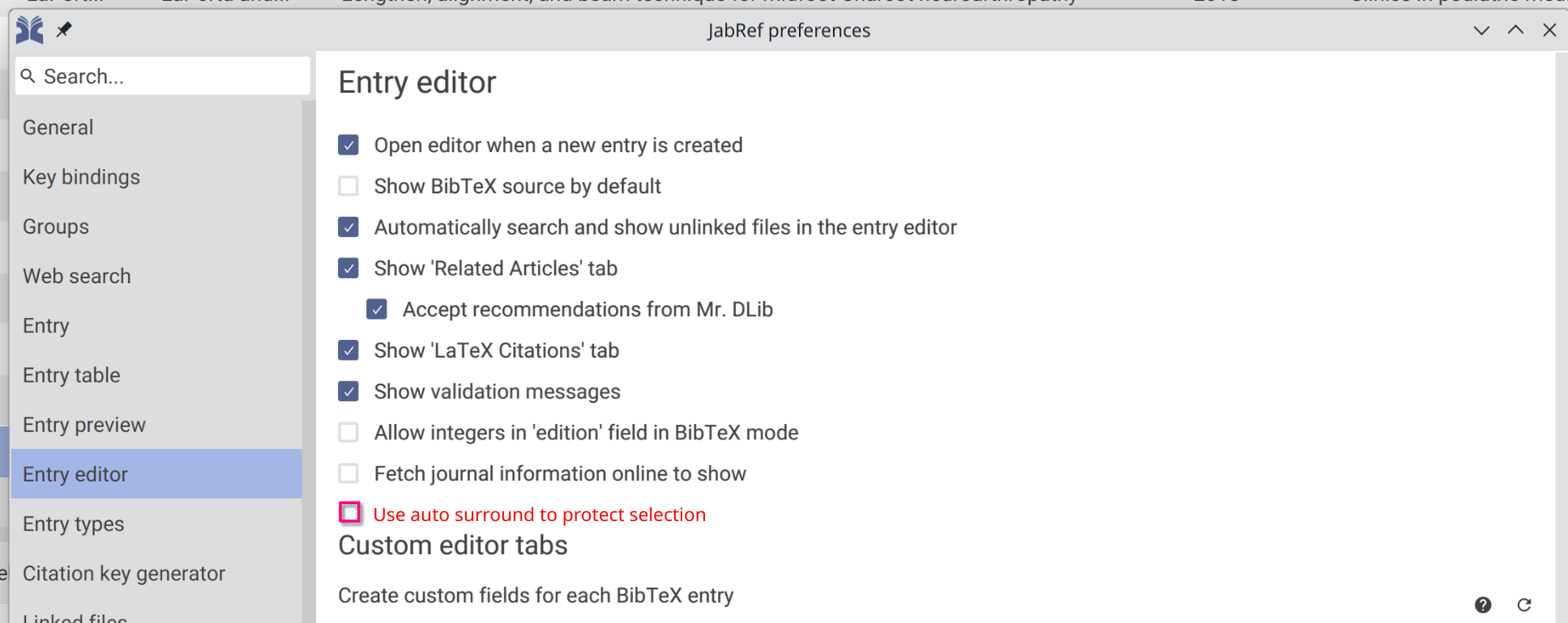 Option To Enable Auto Surround Brackets In Entry Editor · Issue 10453