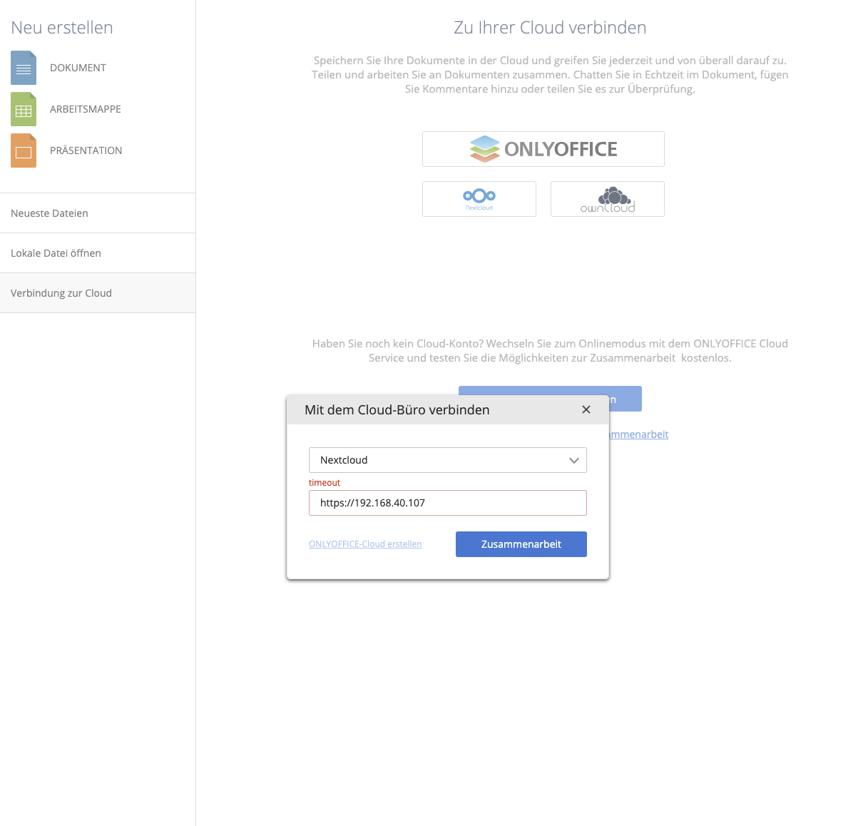 Cannot connect to nextcloud documentserver · Issue #435 · ONLYOFFICE/DesktopEditors · GitHub
