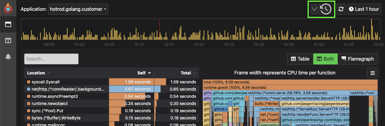 Add a Ability to Go back to previous Timerange · Issue #38 · grafana/pyroscope · GitHub