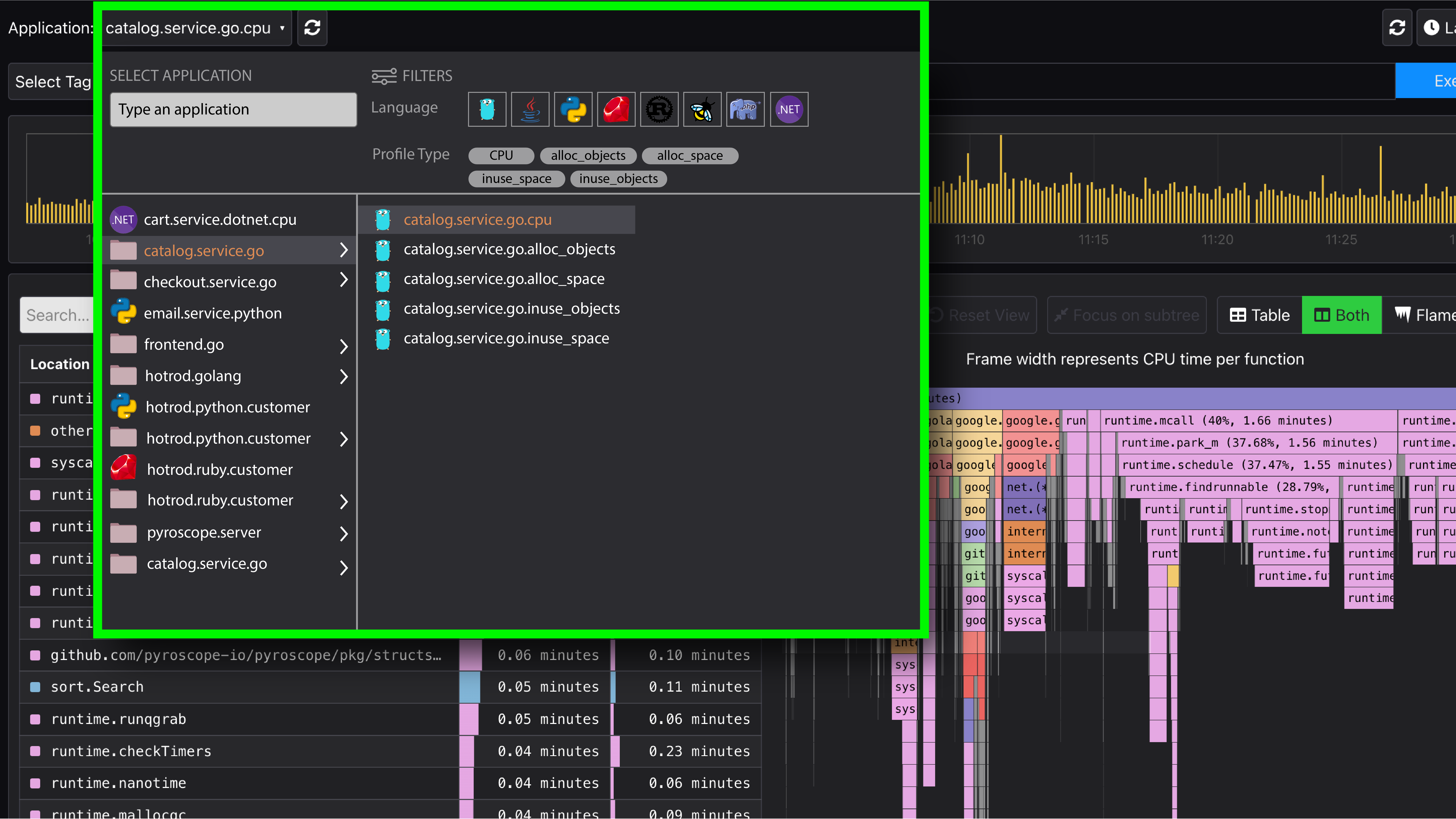 Improve application selection dropdown · Issue #1182 · grafana/pyroscope · GitHub
